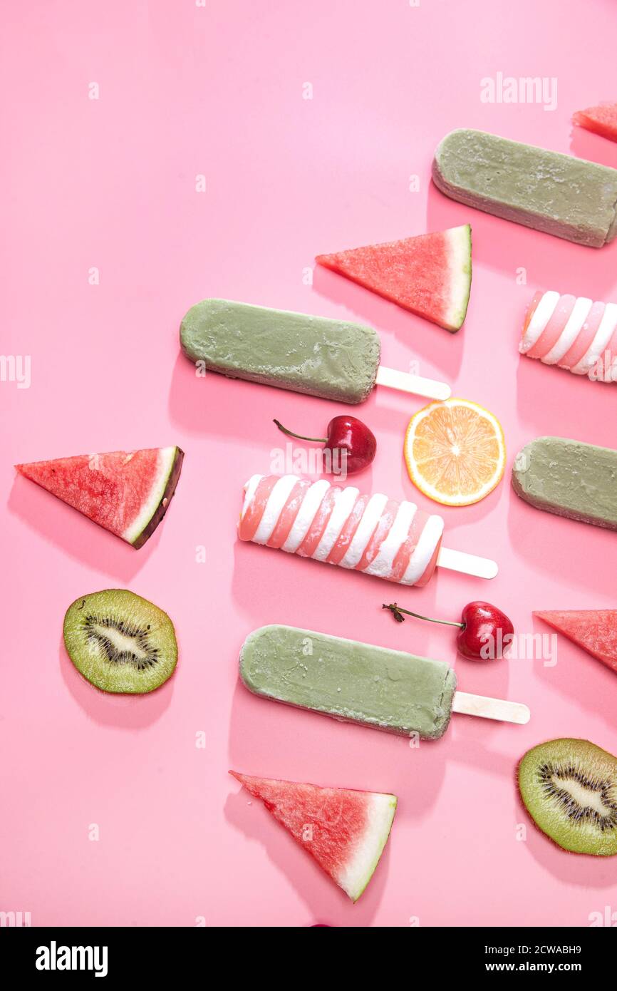 Fruits and ice stick Stock Photo - Alamy