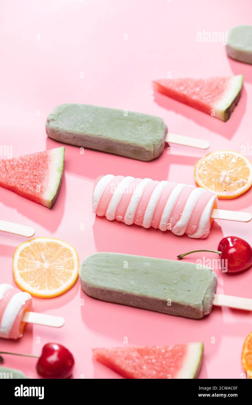 Fruits and ice stick Stock Photo - Alamy