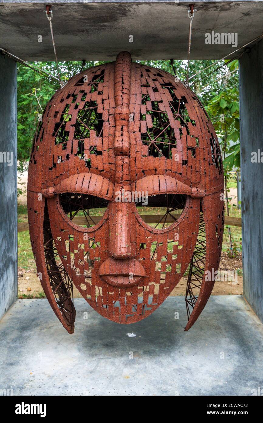 Depiction of the Sutton Hoo Helmet at Sutton Hoo near Woodbridge ...