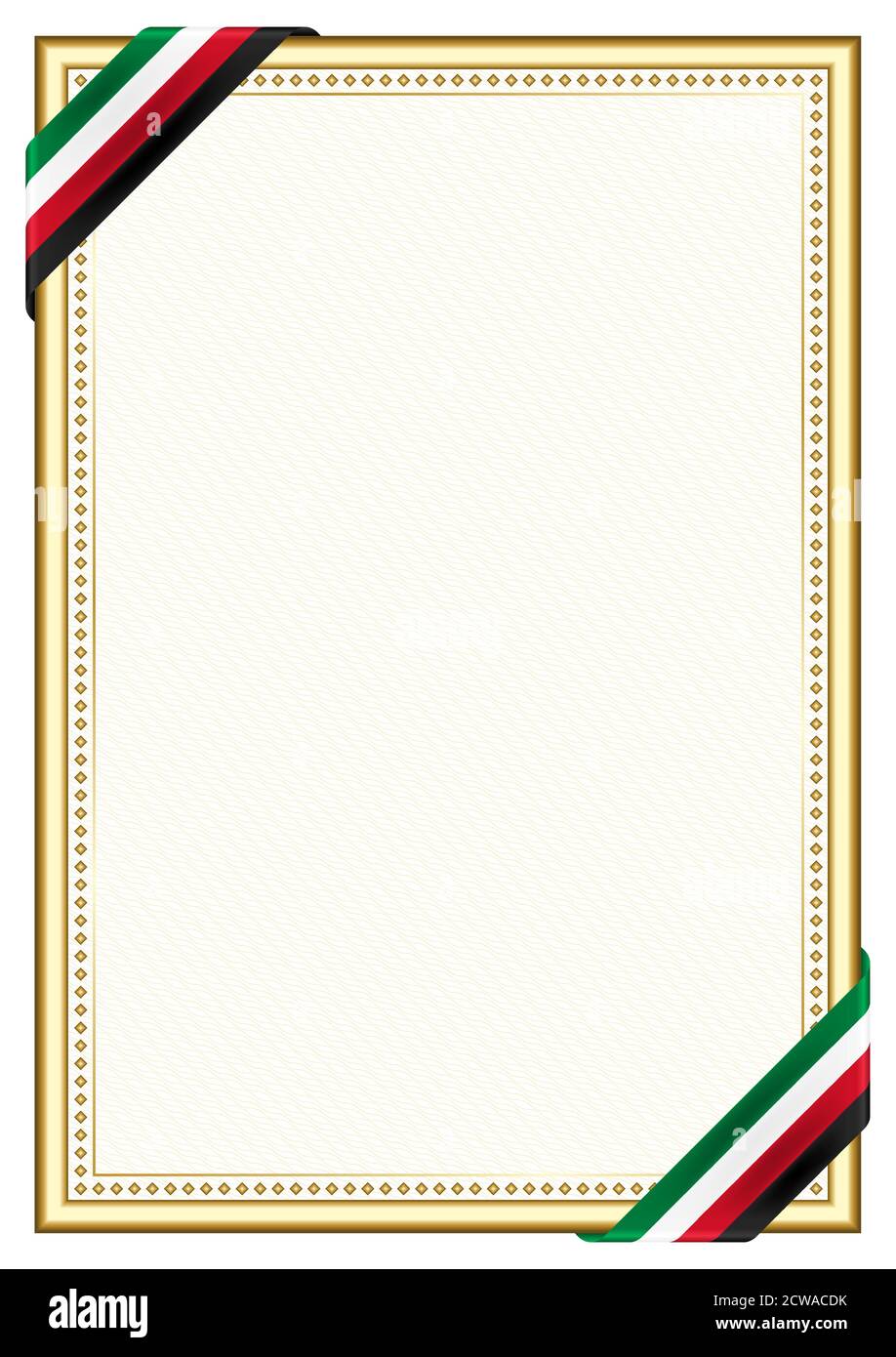 Vertical frame and border with Kuwait flag, template elements for your ...