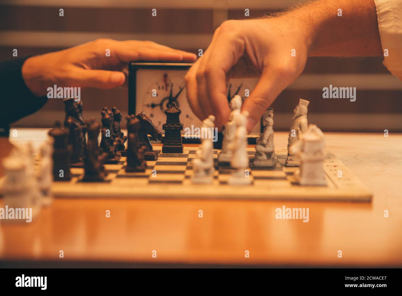 Grayscale shot of rapid chess playing - concept of decision making and ...
