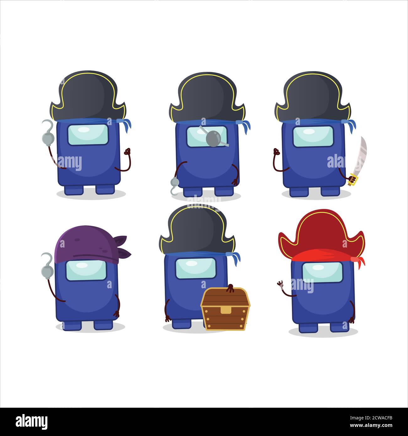 Cartoon character of among us blue with various pirates emoticons Stock ...