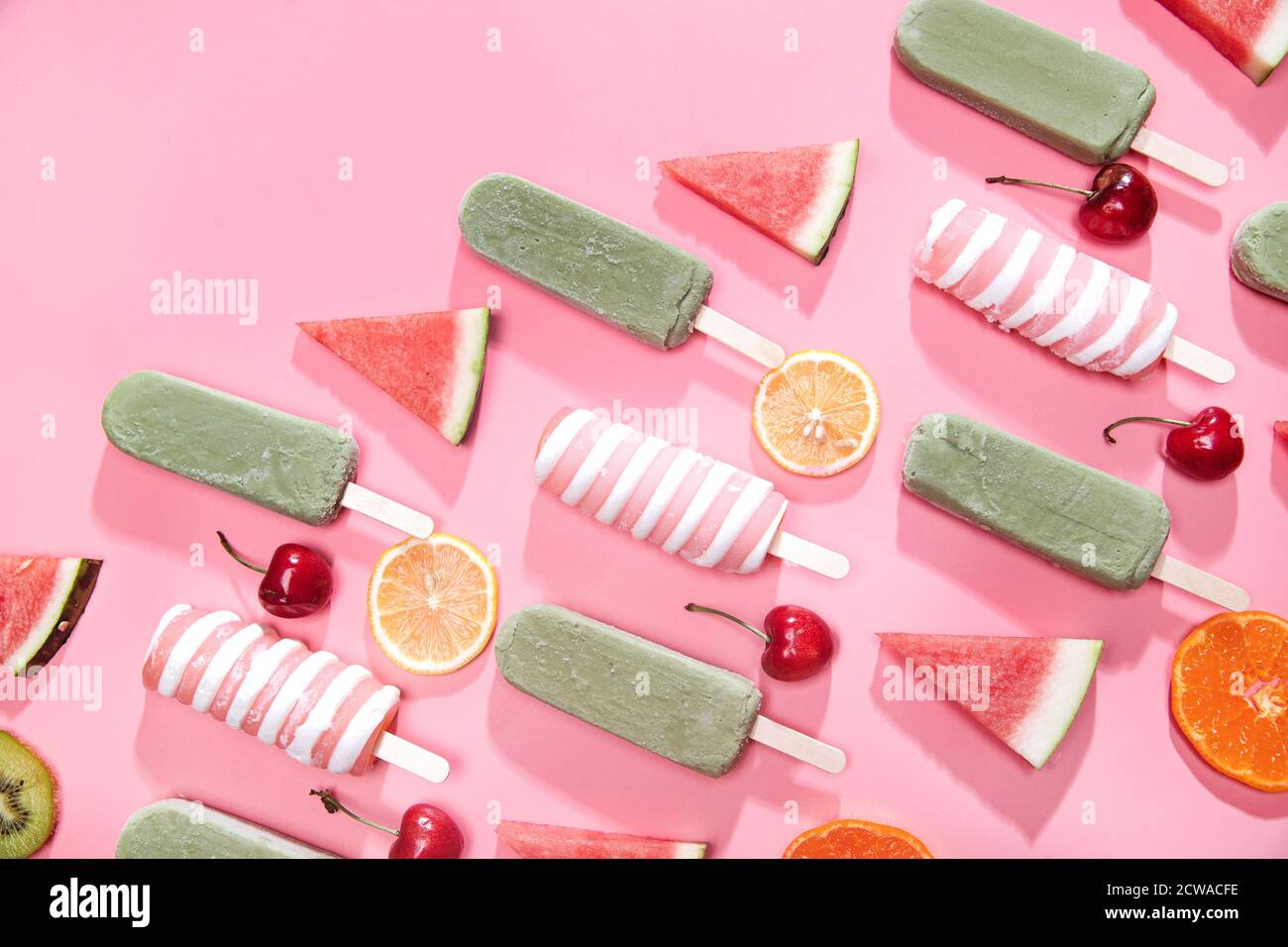 Different fruits and ice stick Stock Photo - Alamy