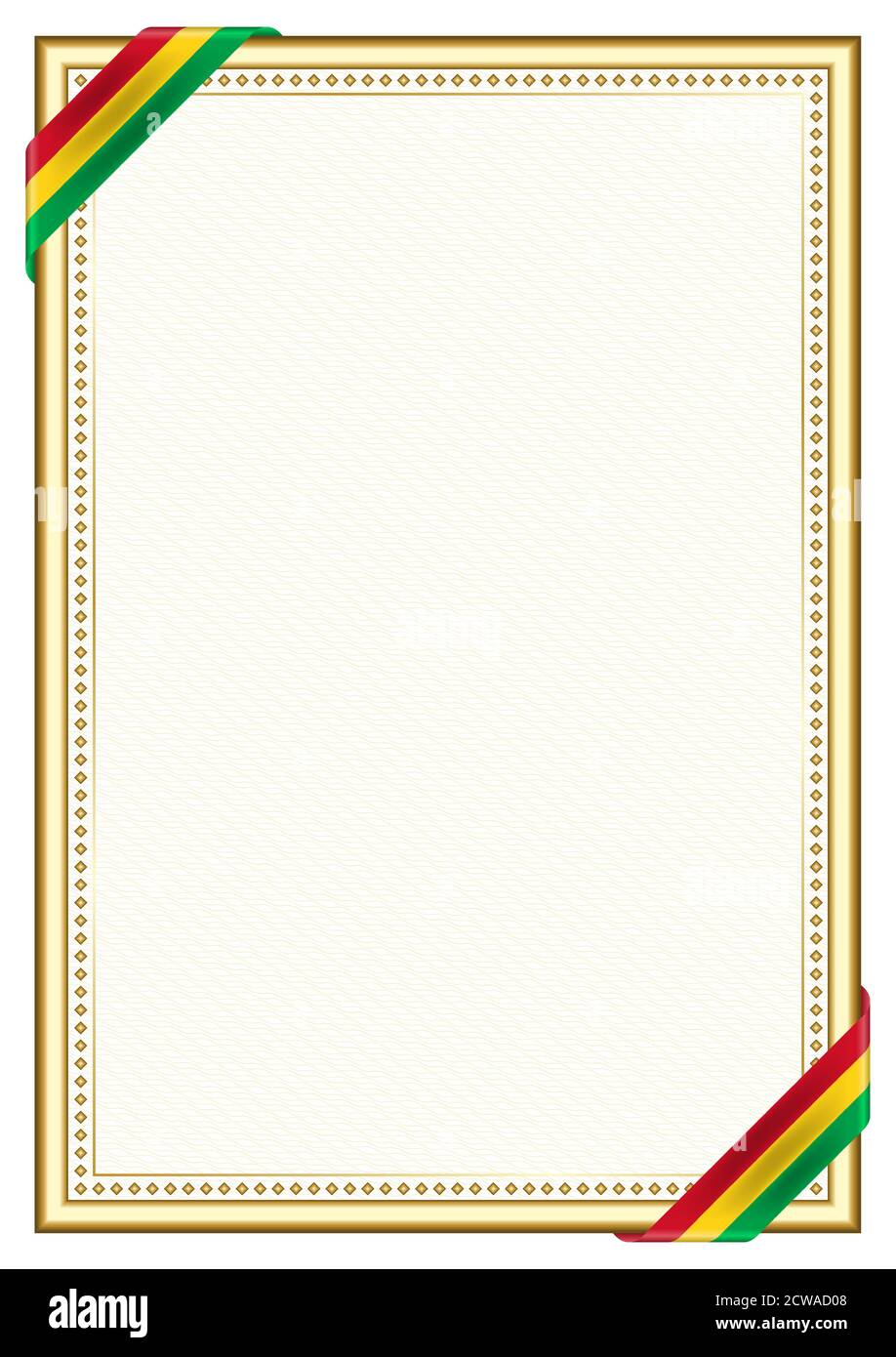 Vertical frame and border with Guyana flag, template elements for your certificate and diploma ...