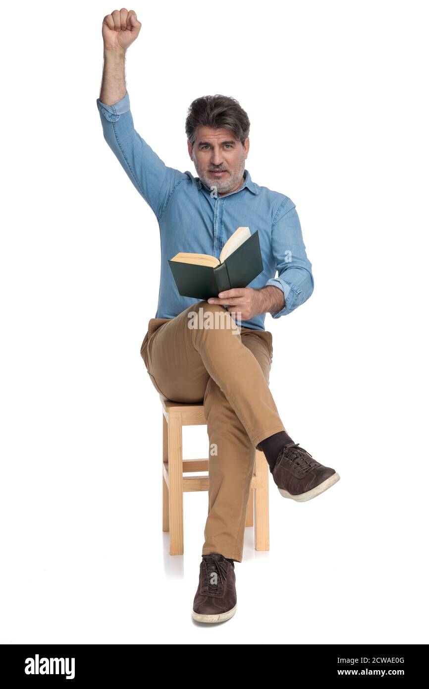 Old man reading book white background Cut Out Stock Images & Pictures ...