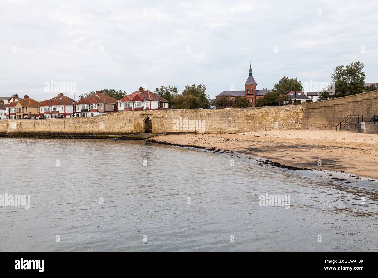 The seafront , beach and seawalls at Hartlepool,England,UK Stock Photo ...