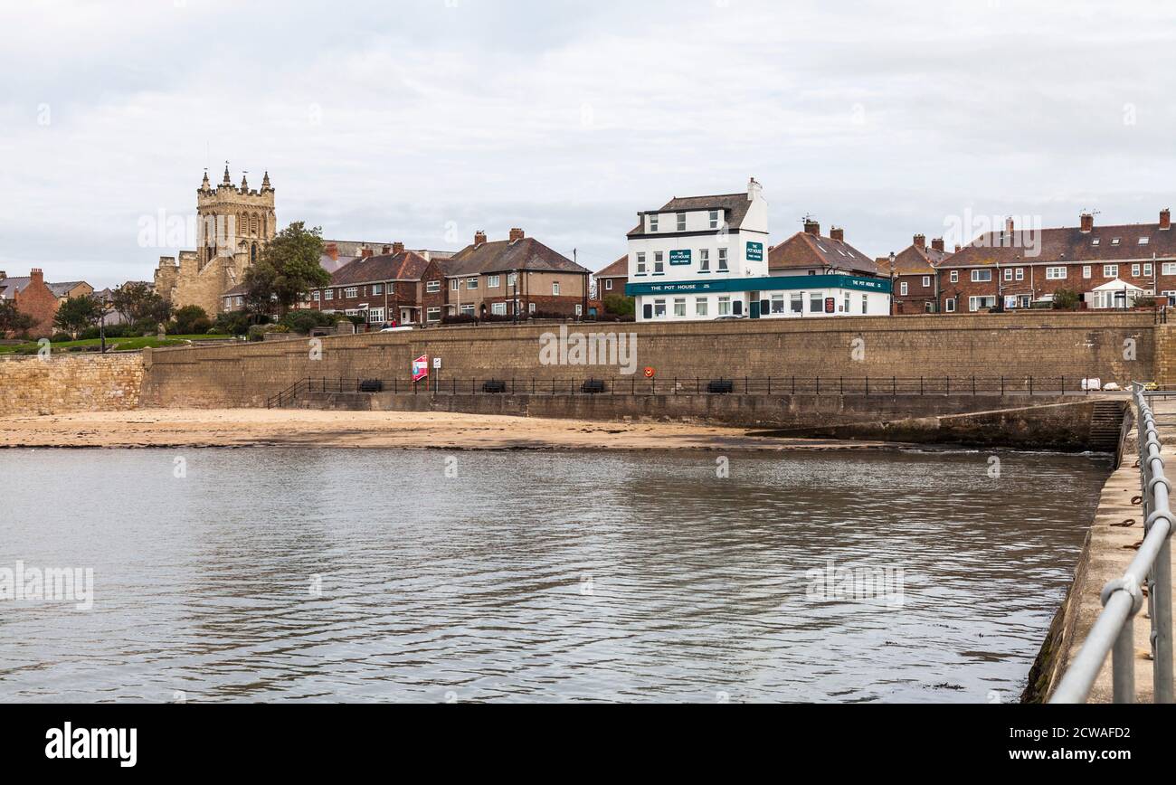 The seafront at the Headland,Hartlepool,England,UK with the Pot House ...