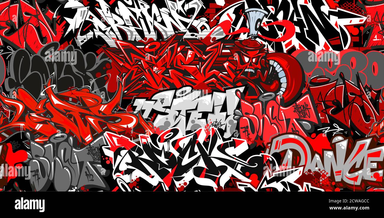 Abstract Graffiti Street Art Seamless Pattern. Vector Illustration ...