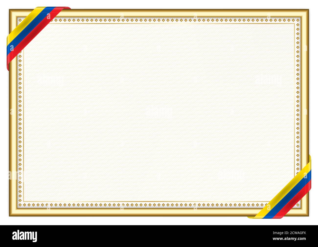 Horizontal frame and border with Ecuador flag, template elements for ...