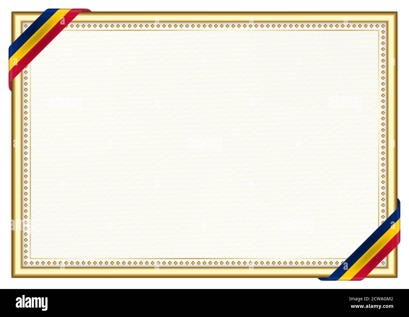 Horizontal frame and border with Chad flag, template elements for your ...