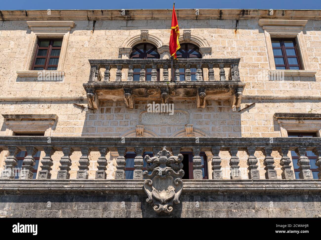 balconies on Maritime museum in Perast (Muzej grada Perasta) Montenegro ...