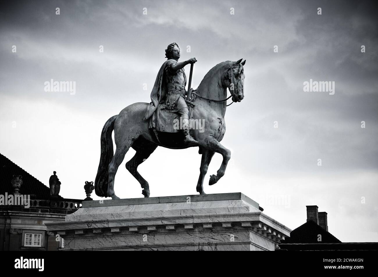 COPENHAGEN, DENMARK: Bronze equestrian statue of King Frederick V in ...