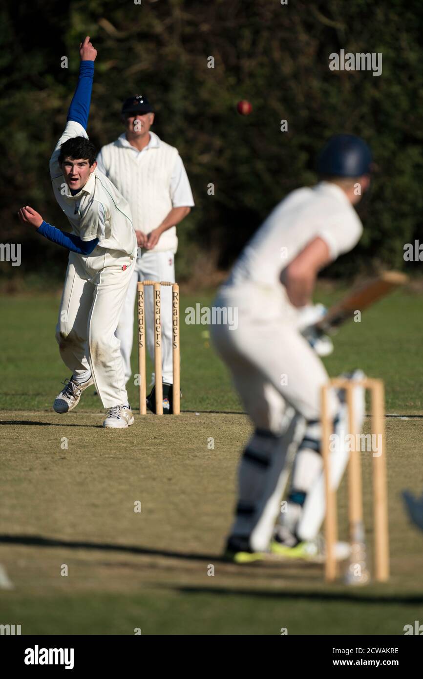 Bowler in a action Stock Photo - Alamy