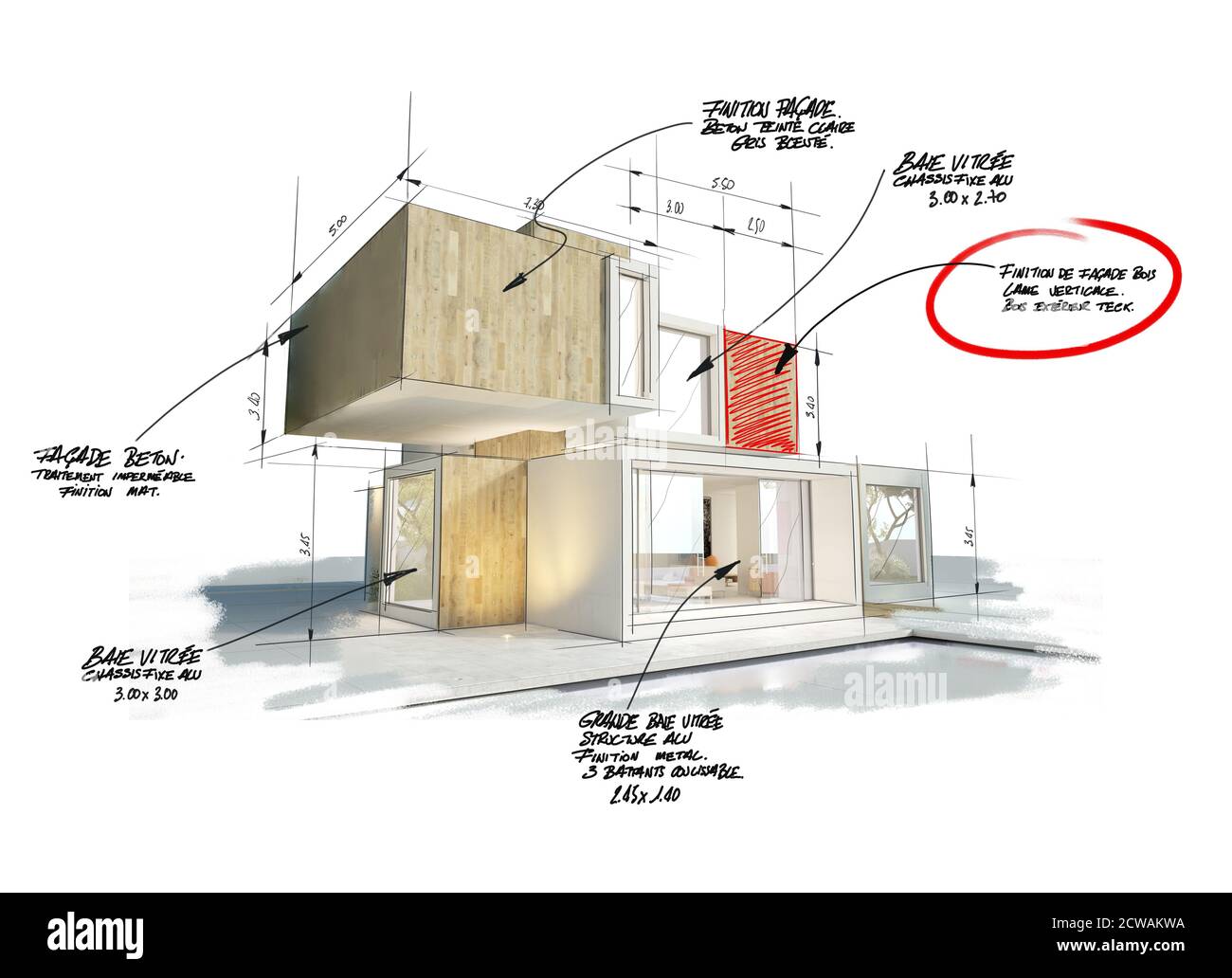 Blueprint house structure 3d hi-res stock photography and images - Alamy
