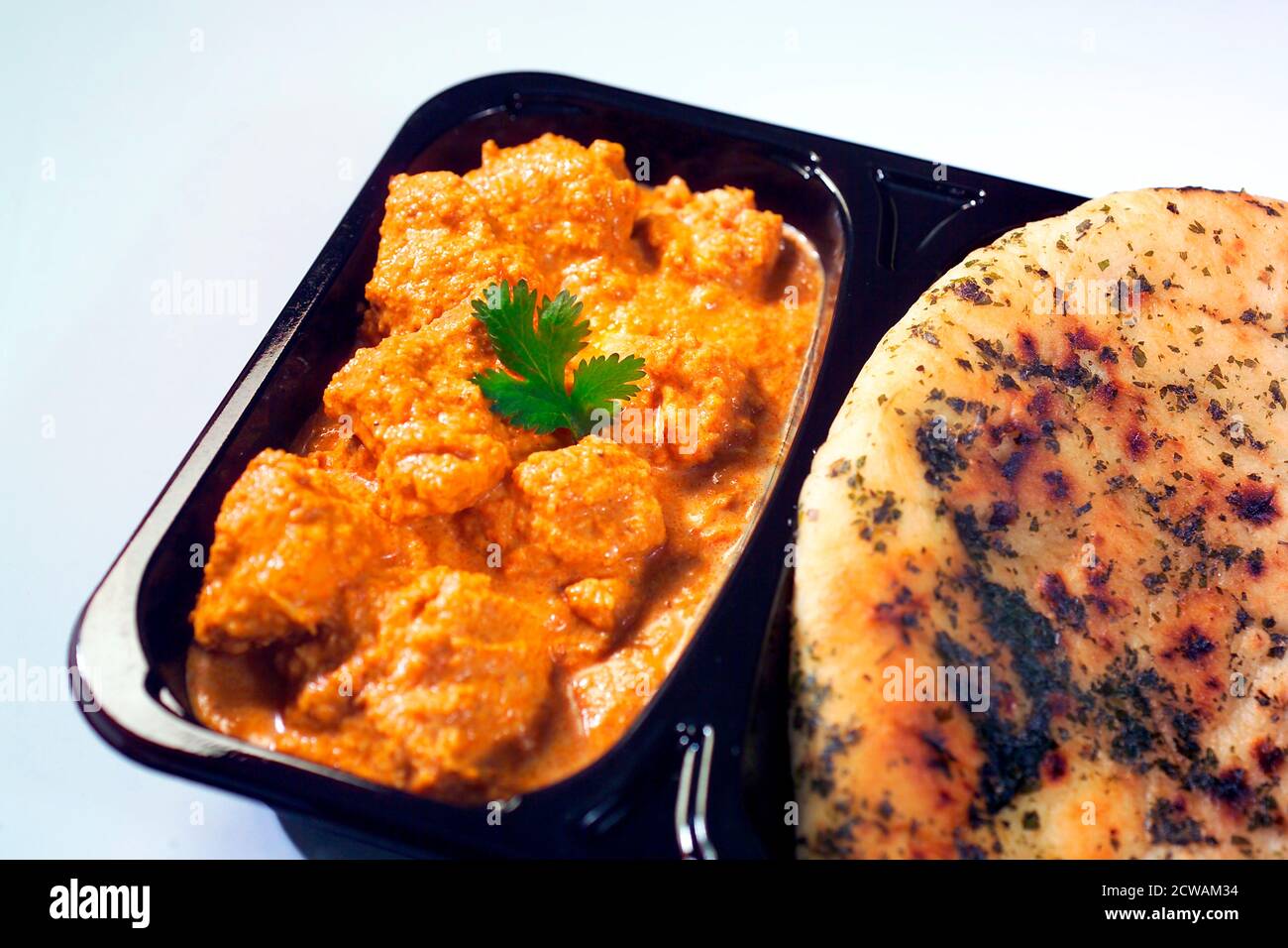 Welsh chicken curry in a microwaveable plastic ready meal container ...