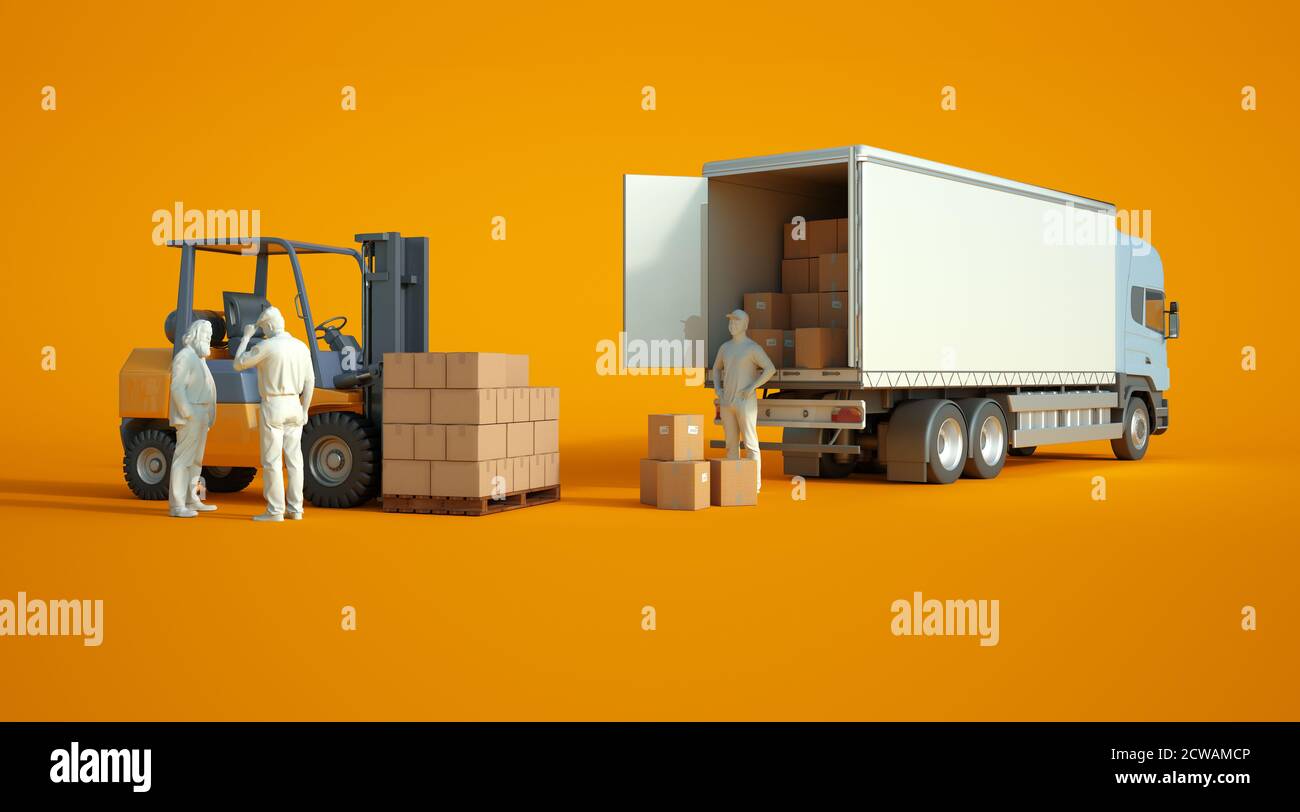 Forklift loading truck goods hi-res stock photography and images - Alamy
