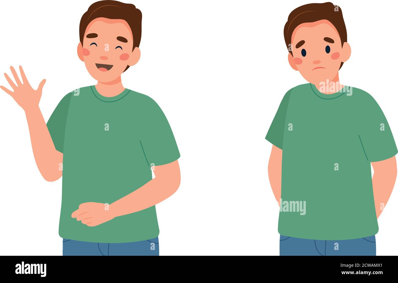 Happy and sad young man. Different emotions concept Stock Vector Image ...