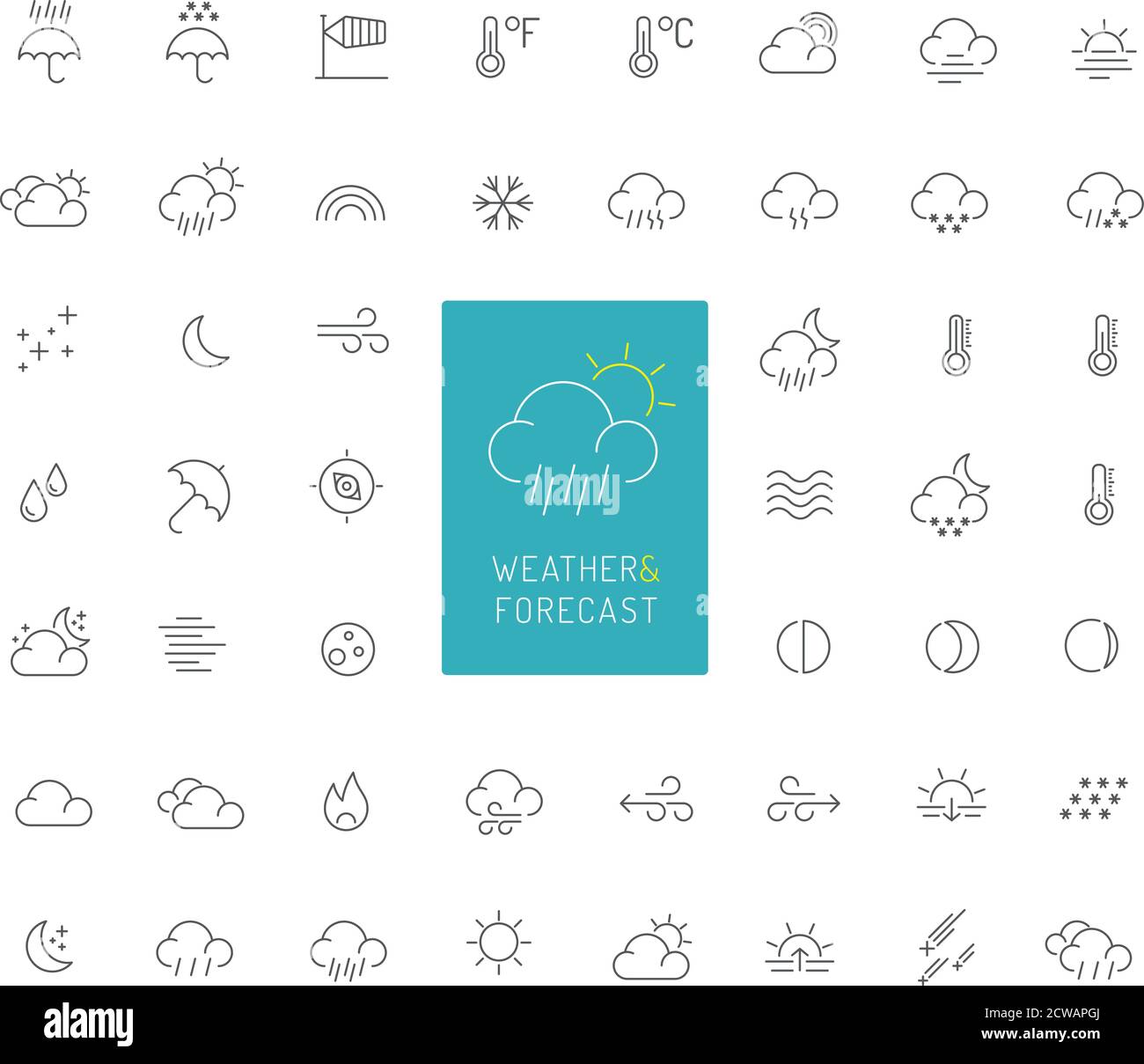 50 Weather And Forecast Thin Line Icons Stock Vector Image And Art Alamy