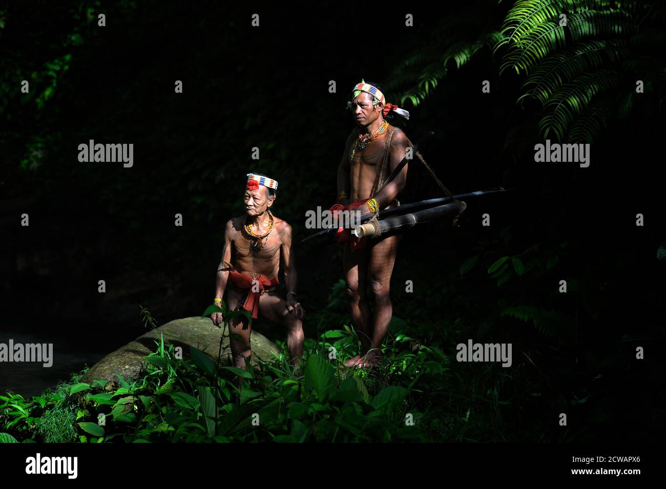 Mentawai tribe pose for camera.The indigenous inhabitants ethnic of the ...