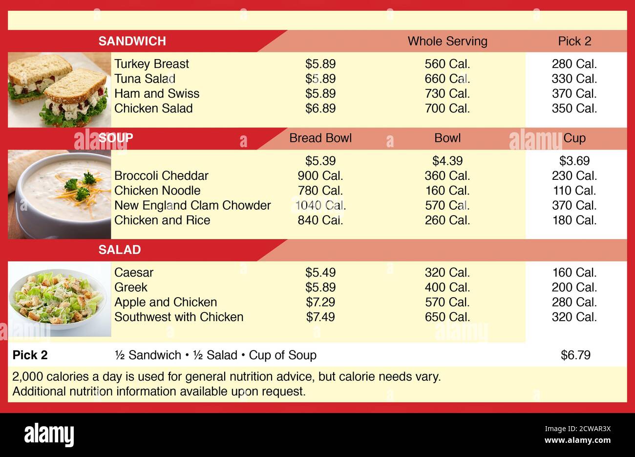 An example of a menu offering combined standard items for a special ...