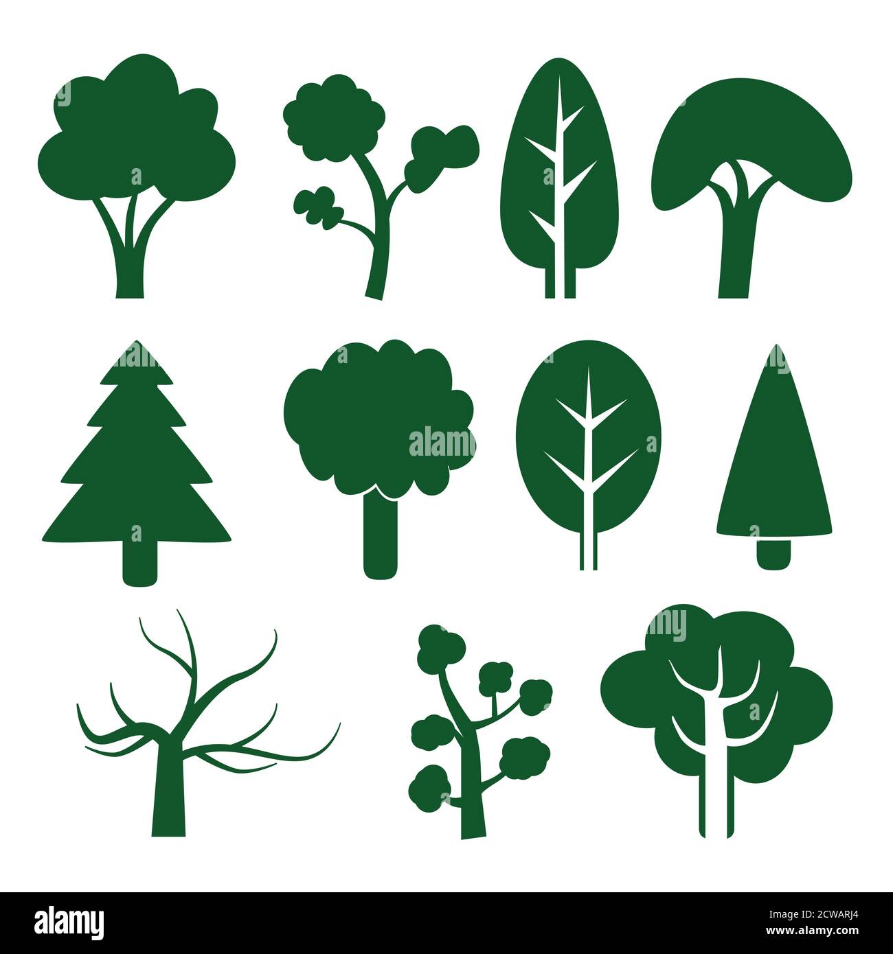 Simple Tree Vector Set - Green, Simple and Easy to Use Stock Vector ...