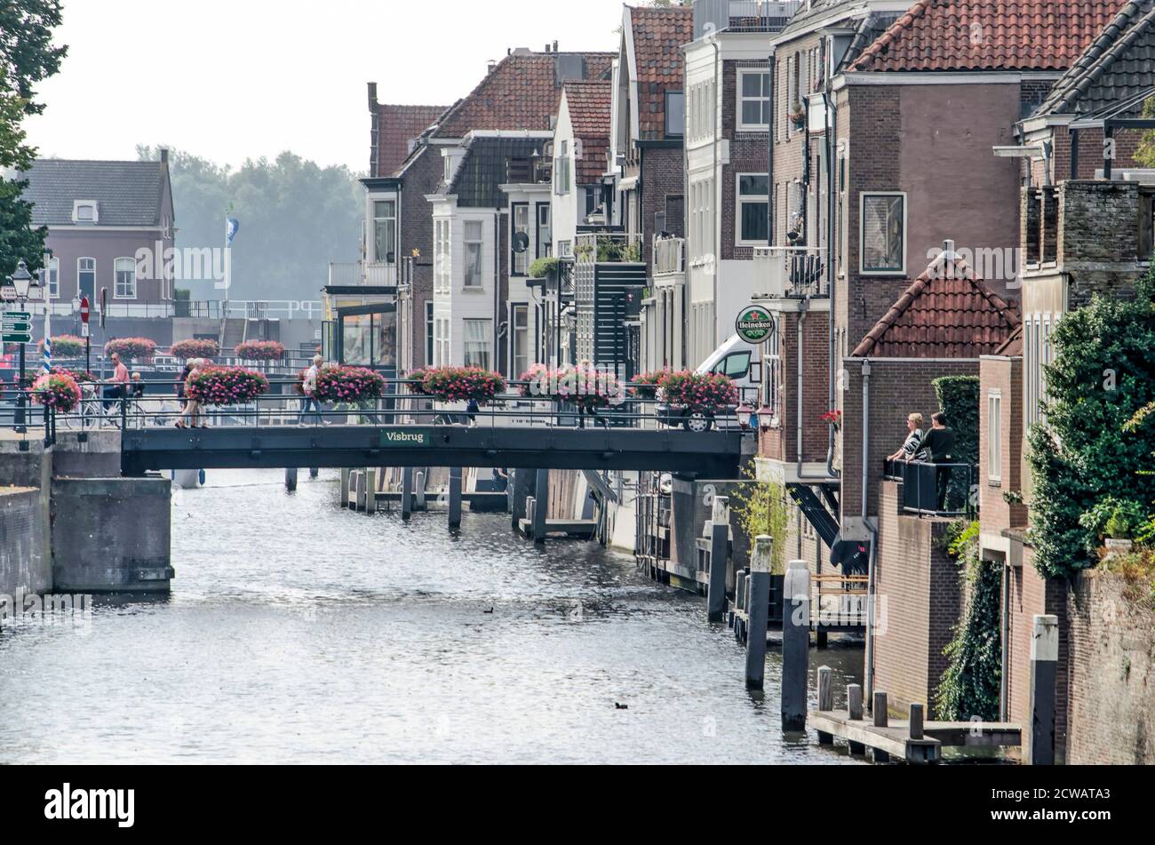 Gorinchem, the Netherlands, September 23, 2020: view along Linge river ...