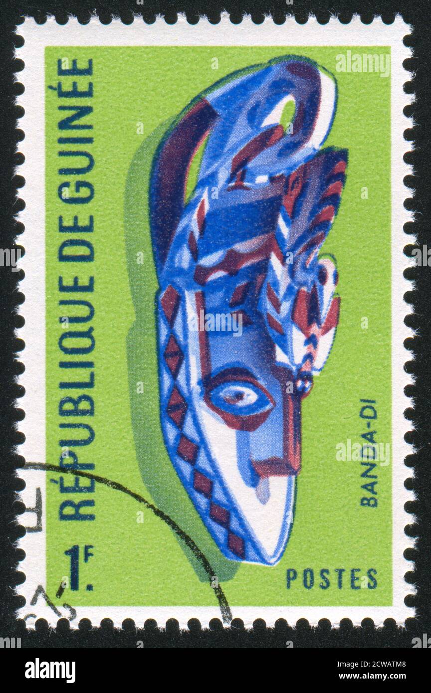 GUINEA CIRCA 1967: stamp printed by Guinea, shows Banda Mask, circa ...
