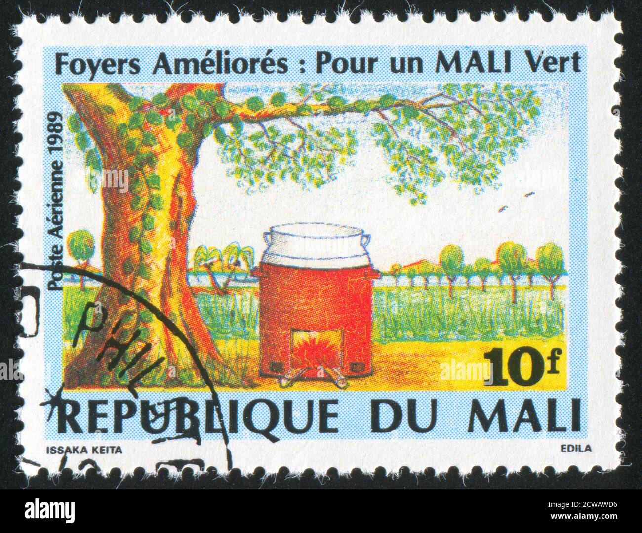 MALI CIRCA 1989: stamp printed by Mali, shows Furnace, tree, field ...