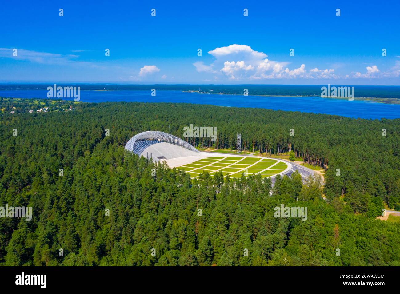 RIGA, LATVIA - Aug 18, 2020: Aerial view of the Great Bandstand in ...