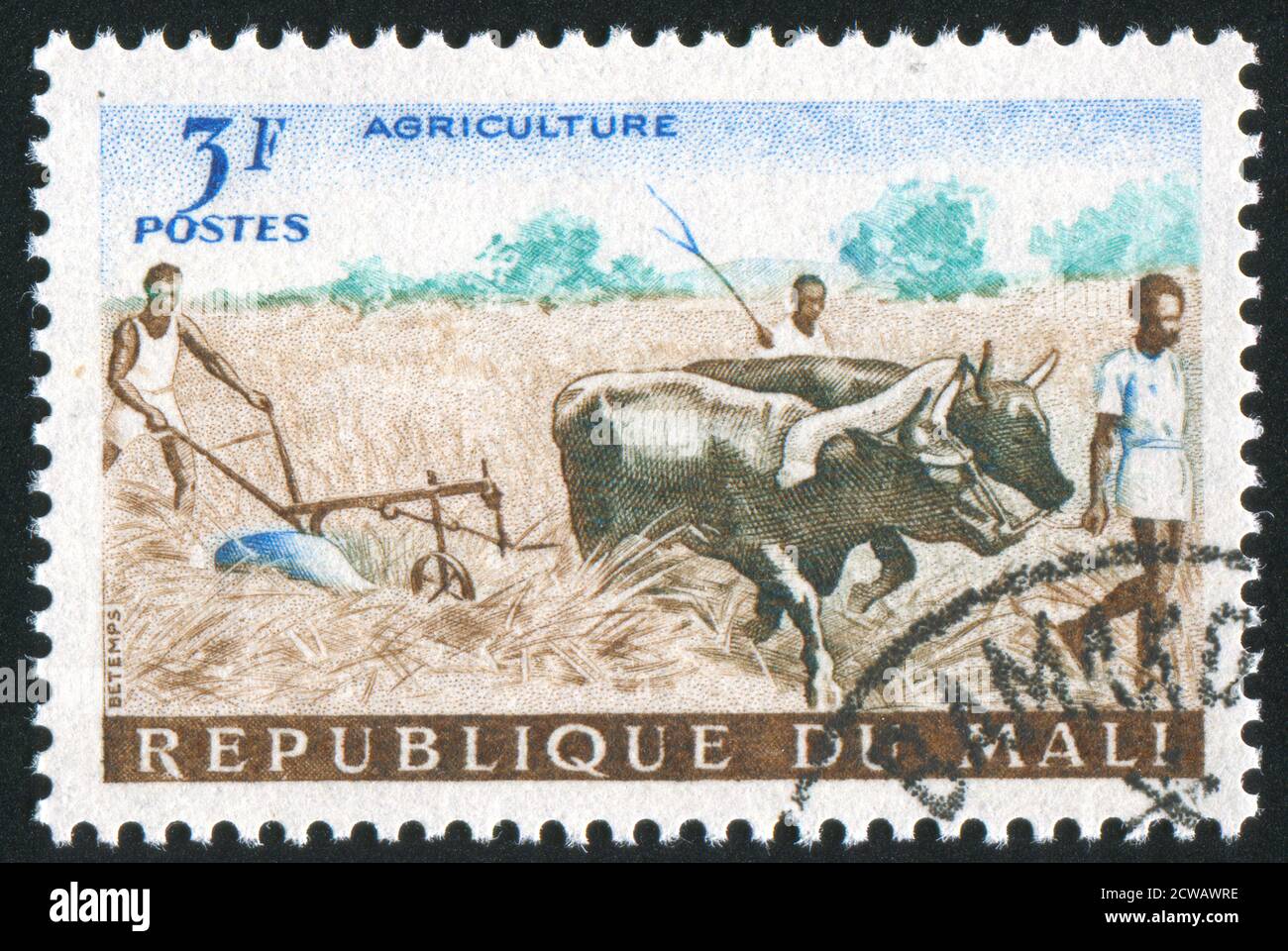 MALI CIRCA 1961: stamp printed by Mali, shows Plowing, circa 1961 Stock ...
