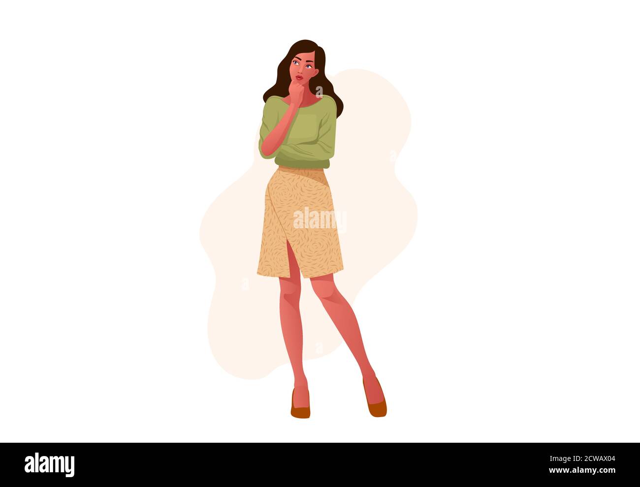 Thinking girl. Beautiful face, with question mark Stock Vector Image ...