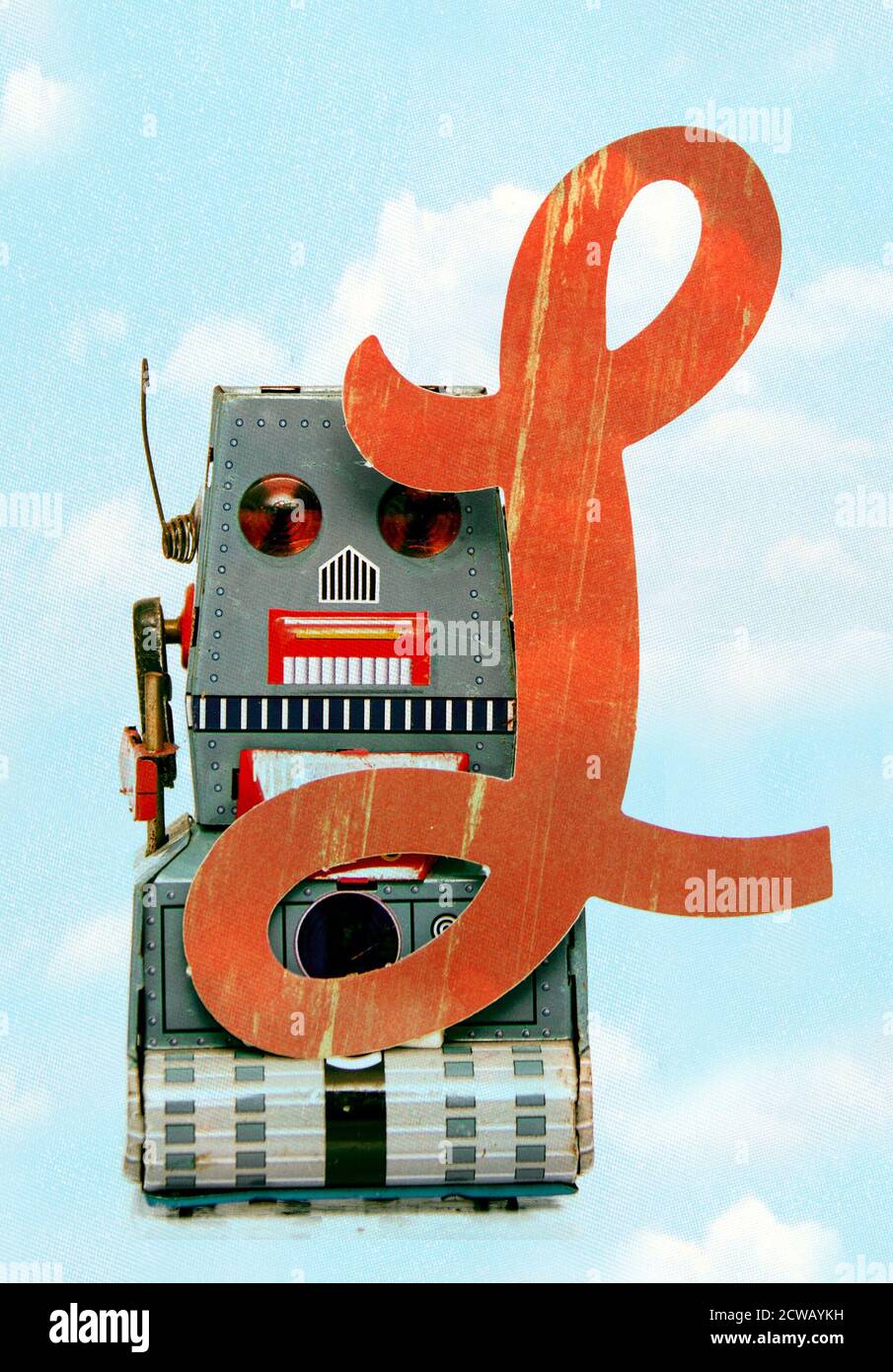 robot holding letter L Stock Photo - Alamy