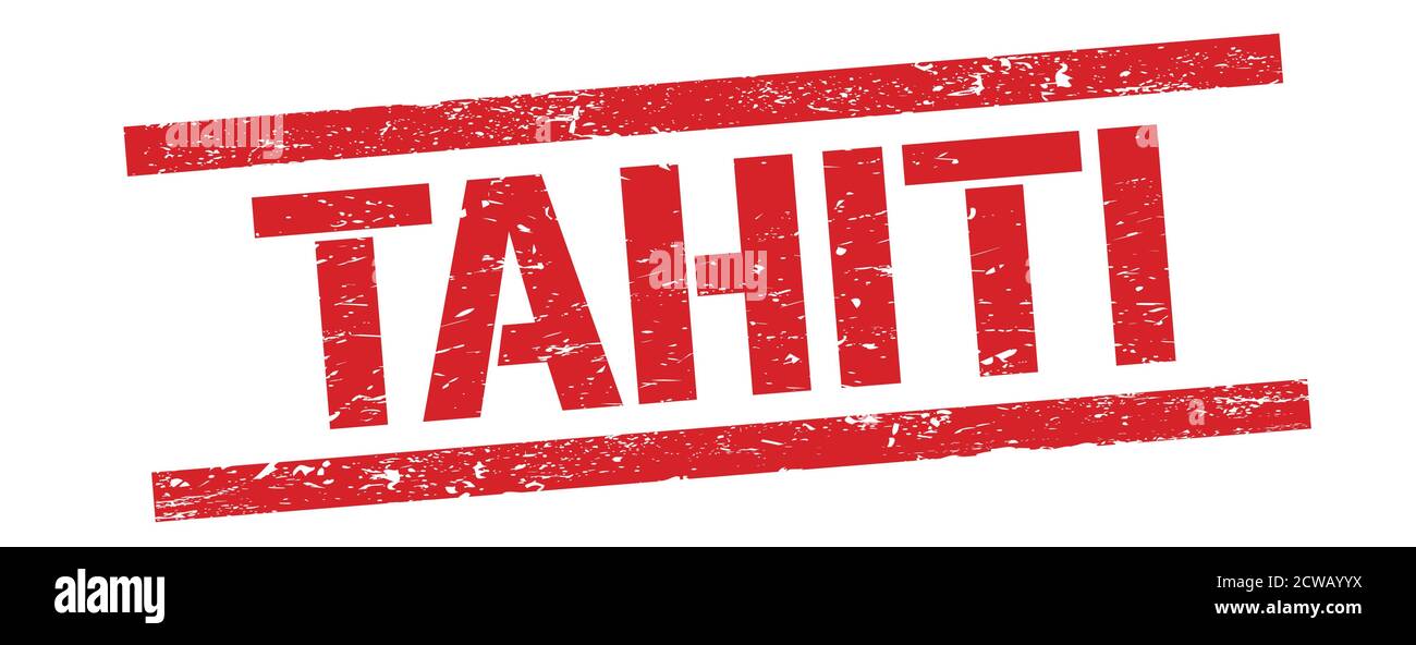 TAHITI text on red grungy rectangle stamp sign Stock Photo - Alamy