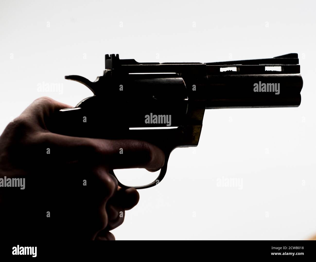 person with a revolver in hand, deadly and dangerous weapon Stock Photo ...