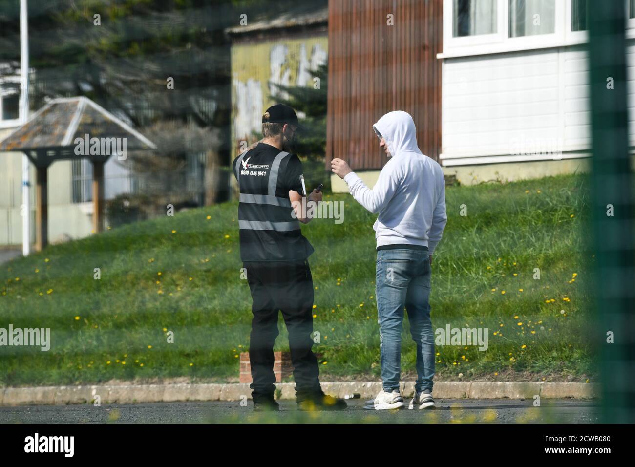Penally, Wales, Tuesday, September 23rd 2020 Security talk to a man ...