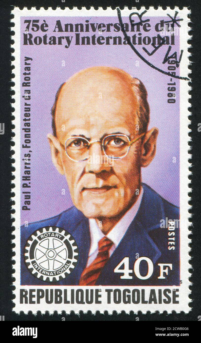 TOGO - CIRCA 1980: stamp printed by Togo, shows Paul P. Harris, Rotary ...
