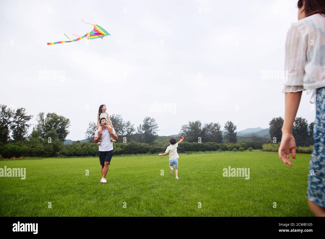 Happy young couple flying kite High Resolution Stock Photography and ...