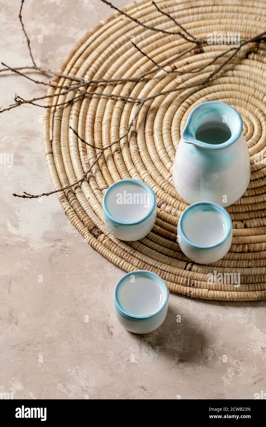 Sake ceramic set for traditional japanese alcohol drink rice wine sake ...