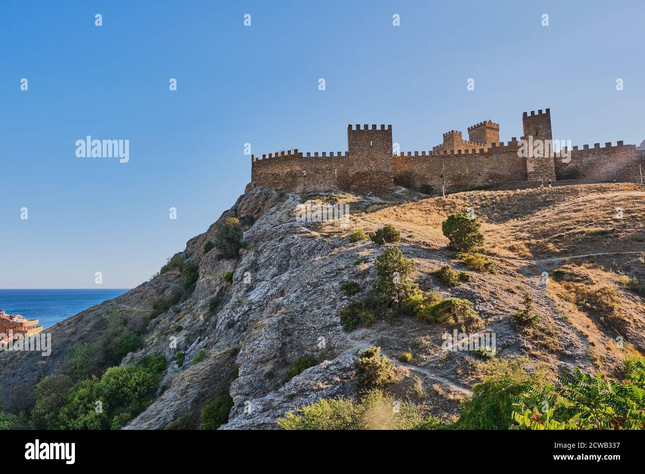 Walls and towers of a medieval Genoese fortress in Sudak, Crimean ...