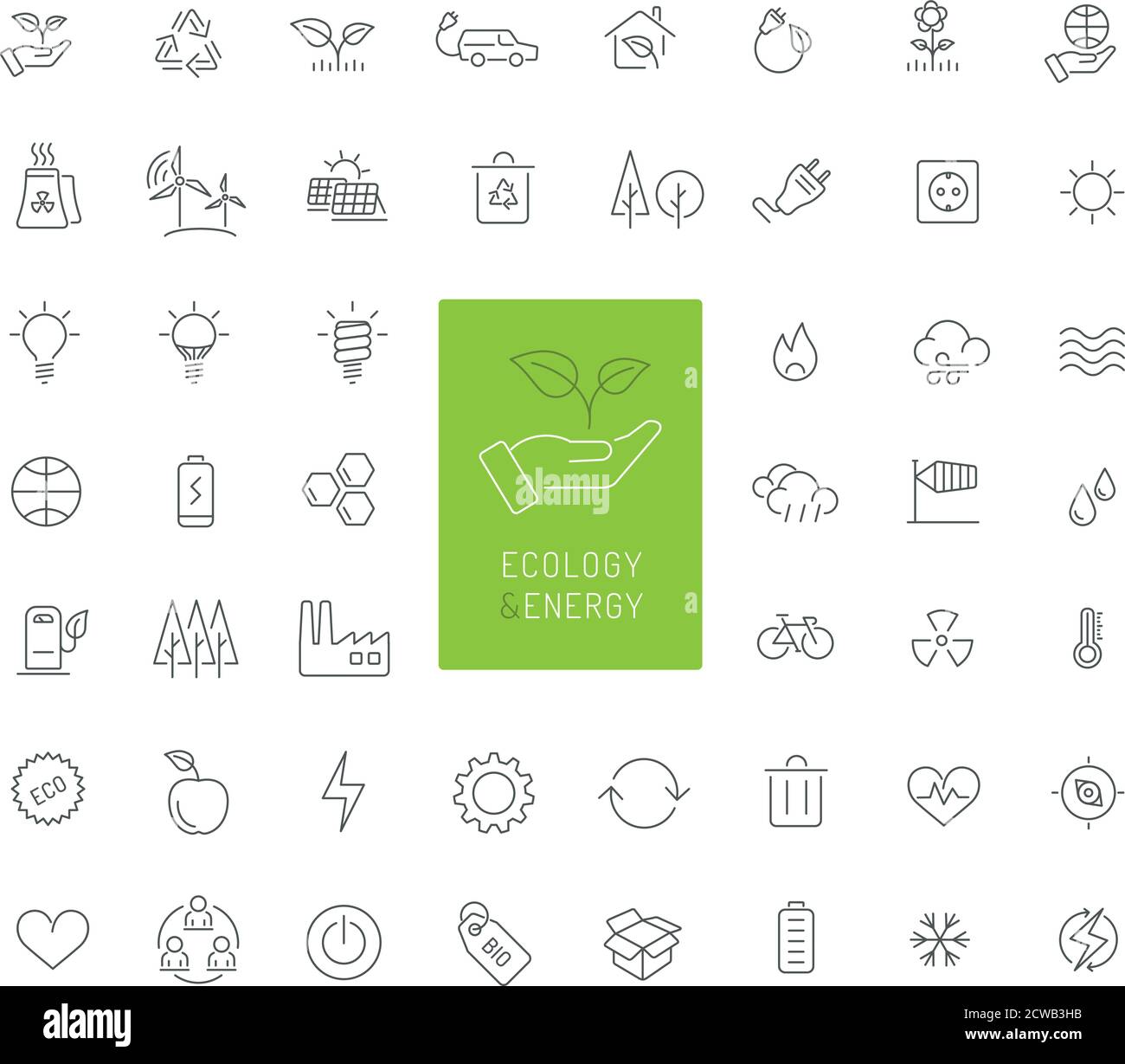 50 ecology, energy and environment thin line icons Stock Vector Image ...