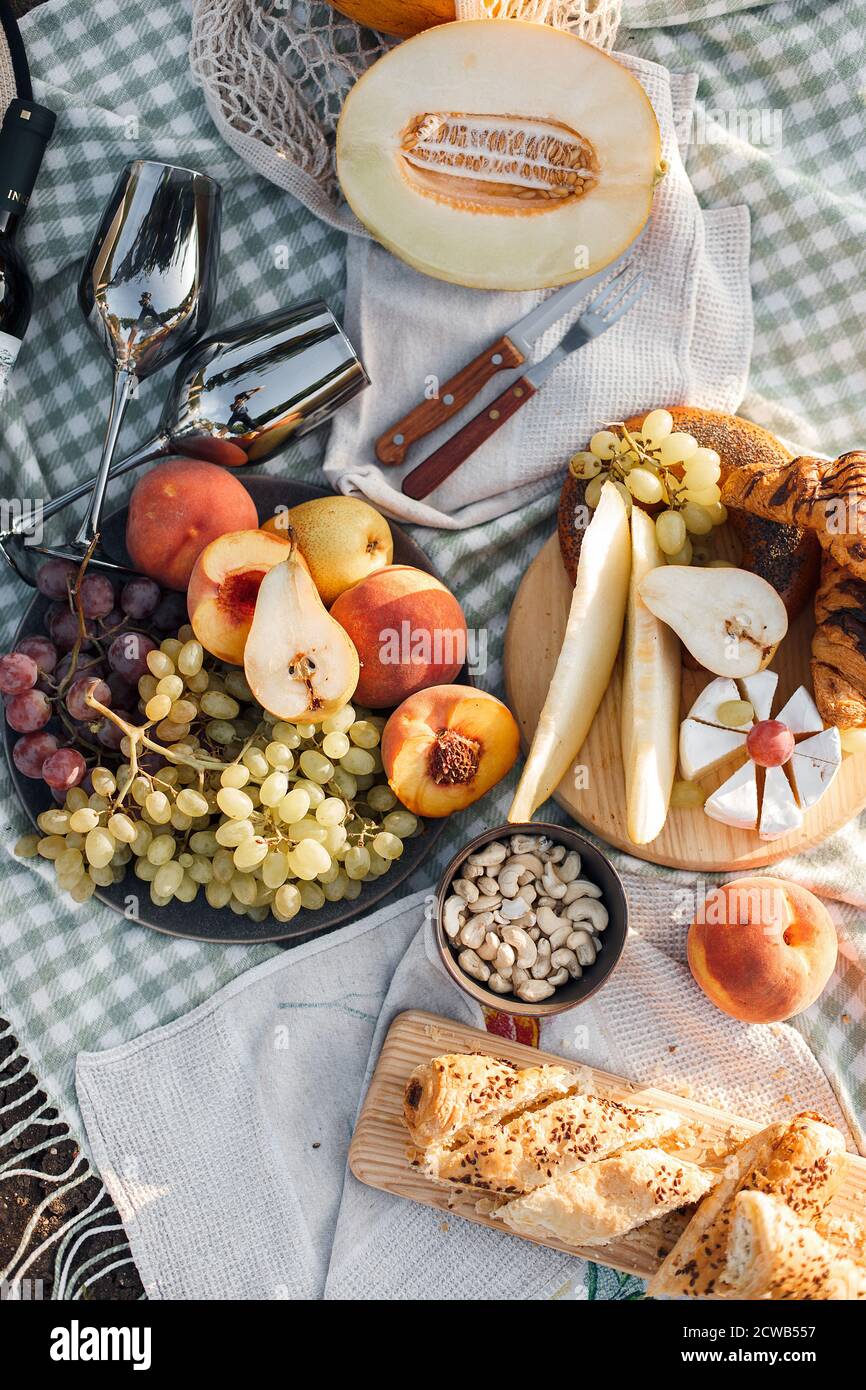 picknick with food and fruits outdoors in nature Stock Photo - Alamy