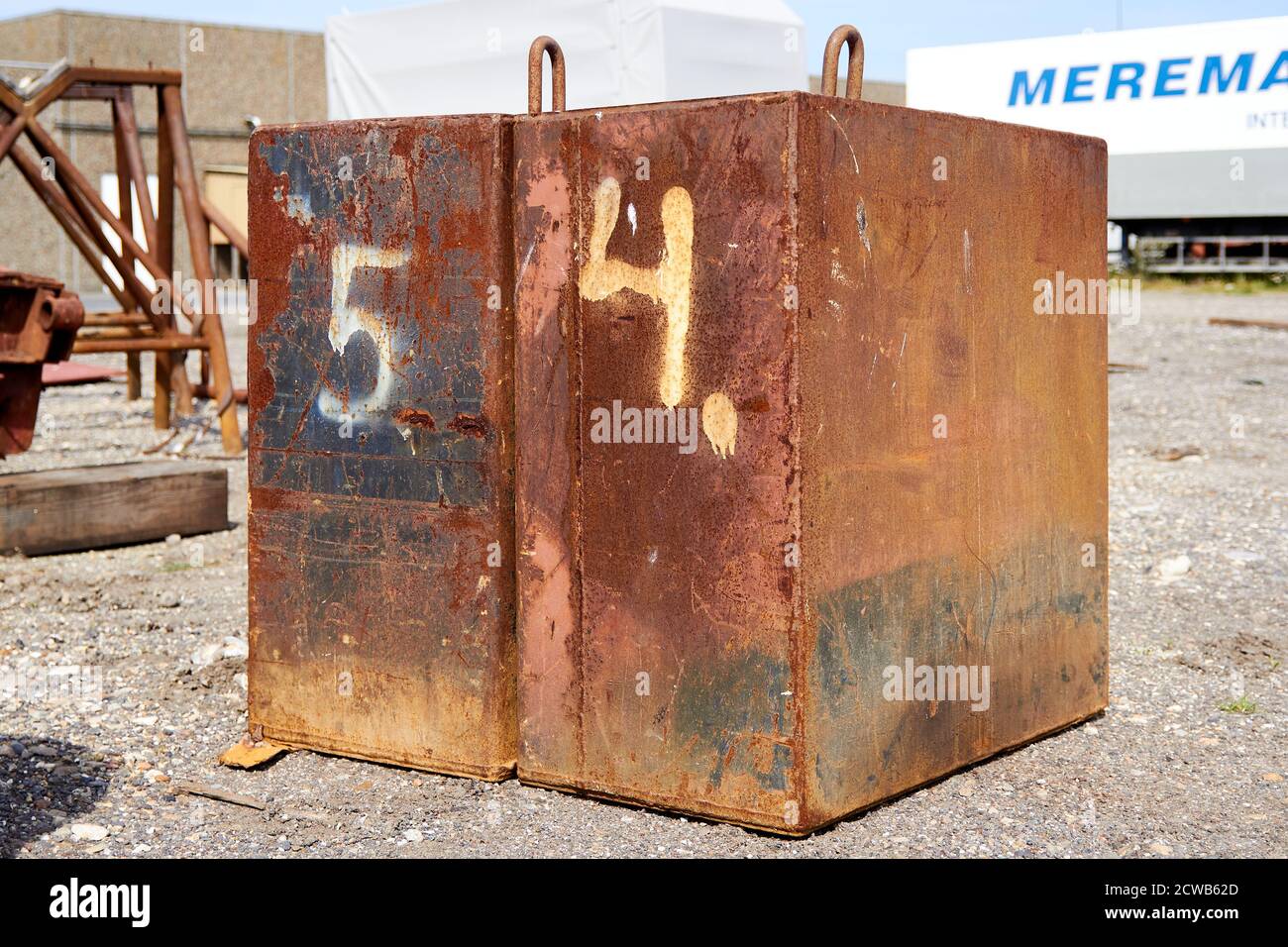 Large rusty counter-weight Stock Photo - Alamy