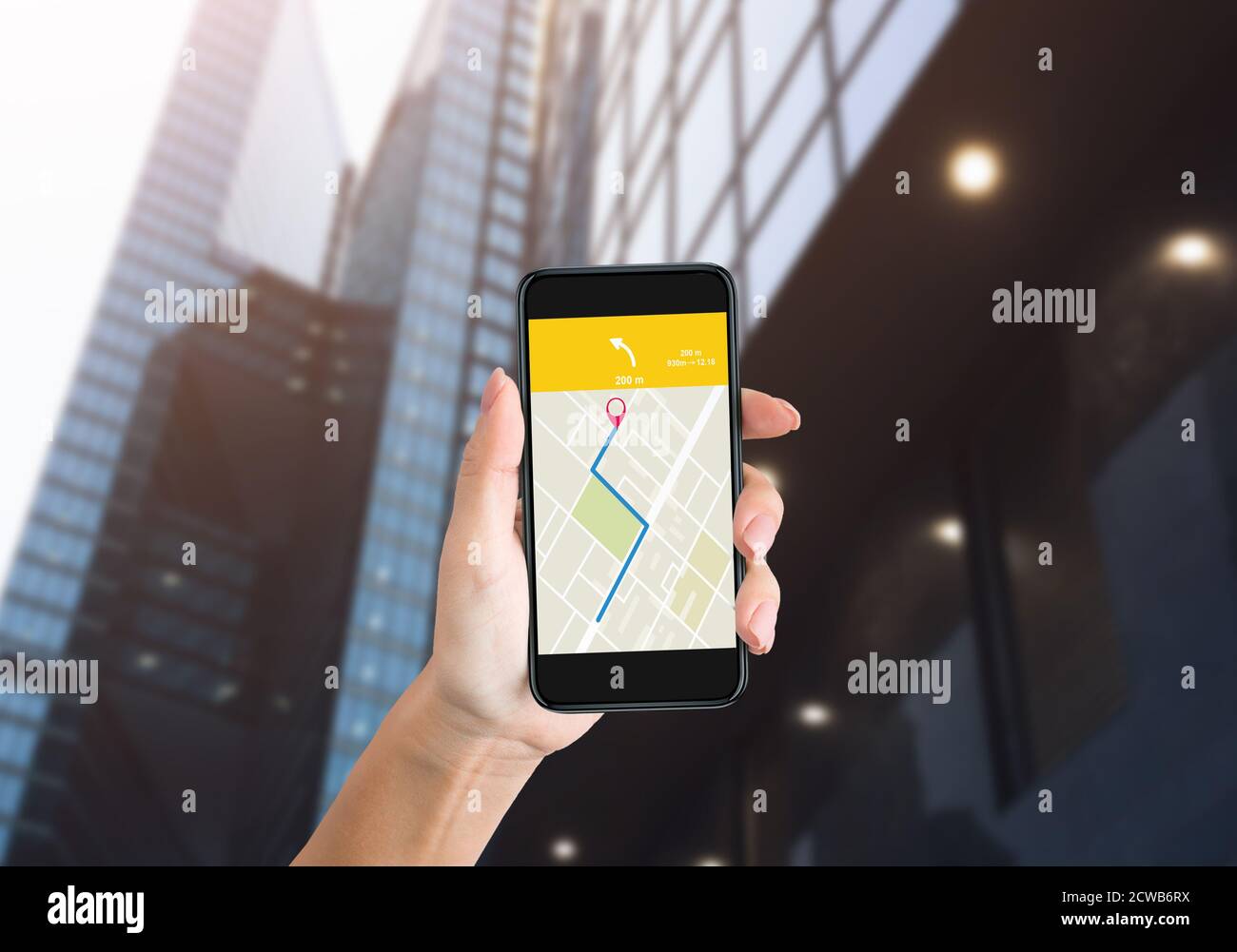 Female Hand Holding Phone With GPS Navigator Application Outdoors Stock ...