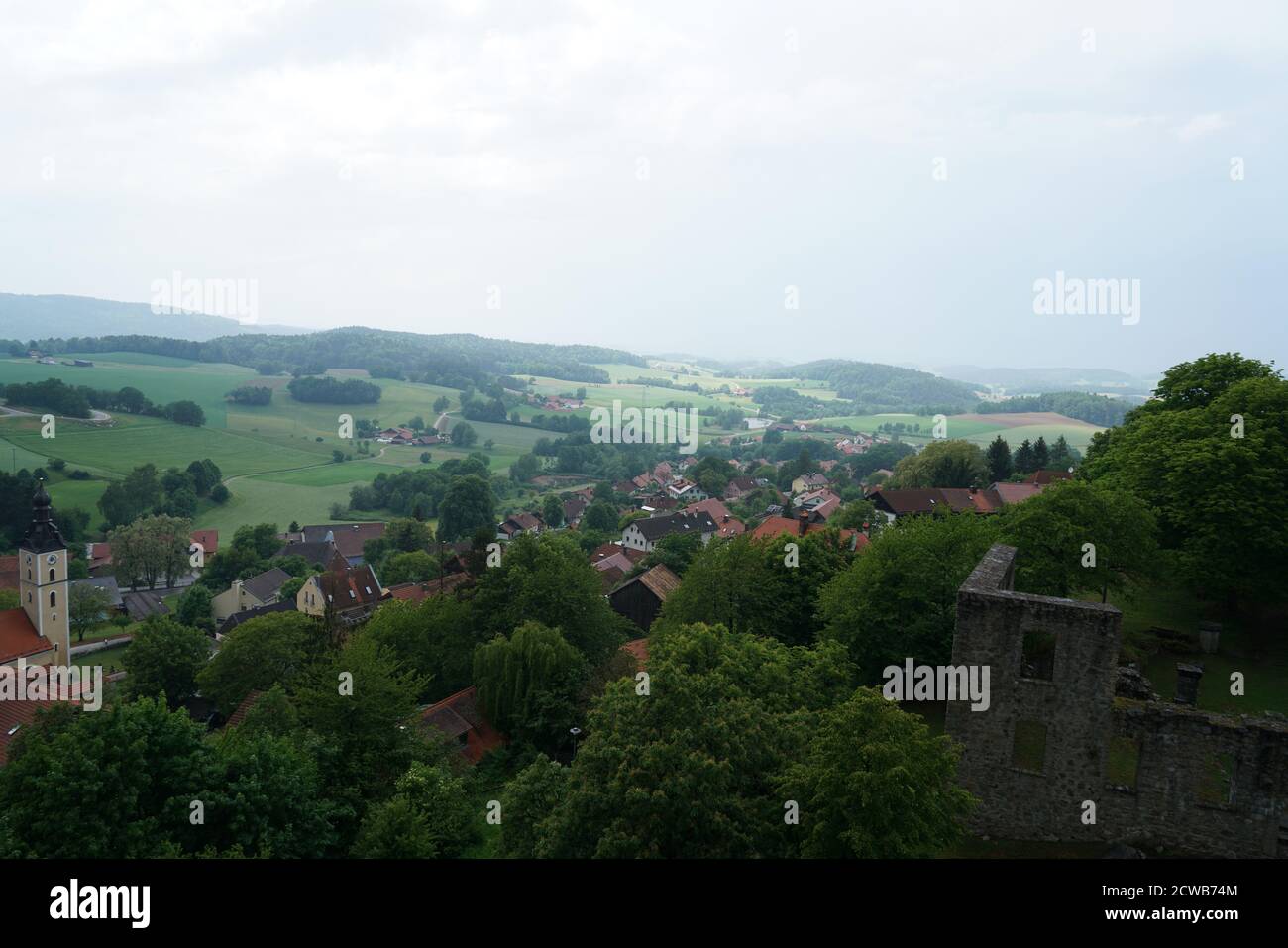 Aerial shot of a beautiful landscape in Bavaria Germany with lots of ...