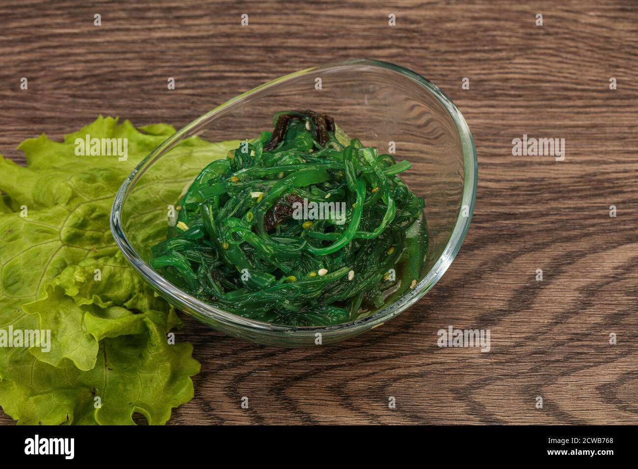 Green Chuka Seaweed Salad Isolated on White Background Top View. Wakame Sea Kelp Salat, Chukka ...