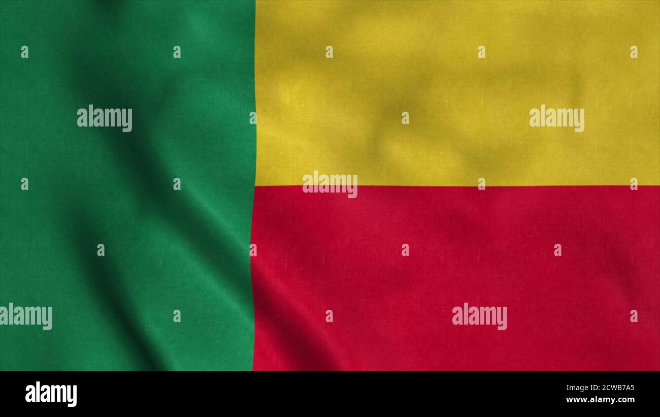 Benin flag waving in the wind. 3d illustration Stock Photo - Alamy