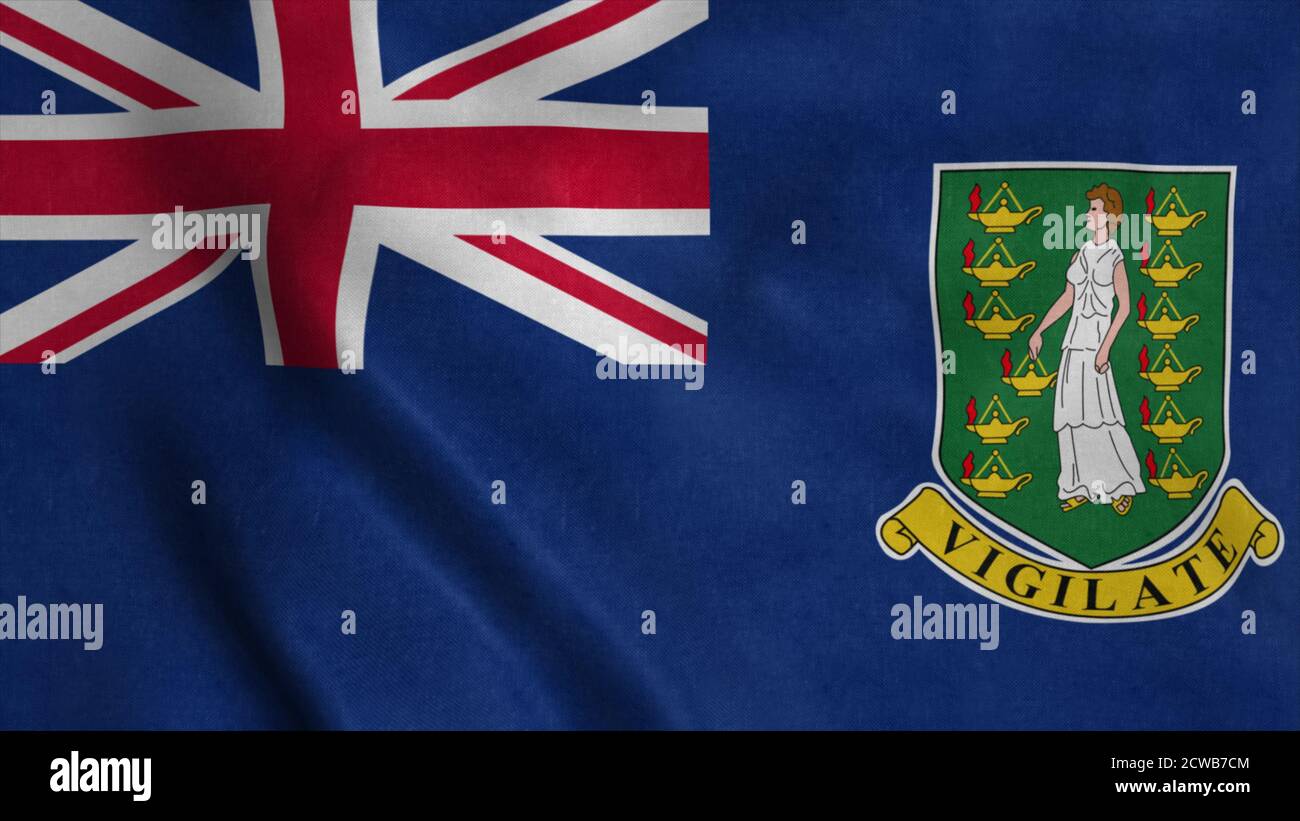 Flag of British Virgin Islands flag waving in the wind. 3d illustration ...