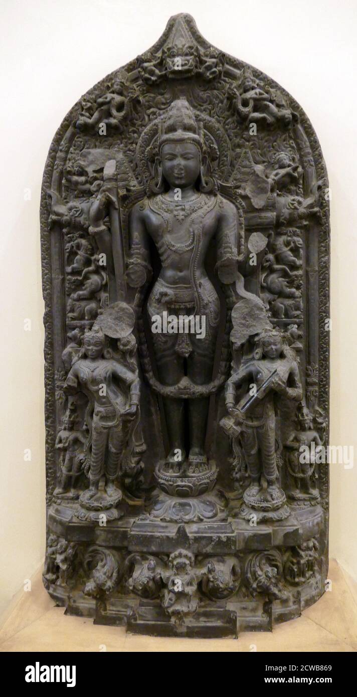 Stone statue of Vishnu, the God of Protection, Preservation of Good ...