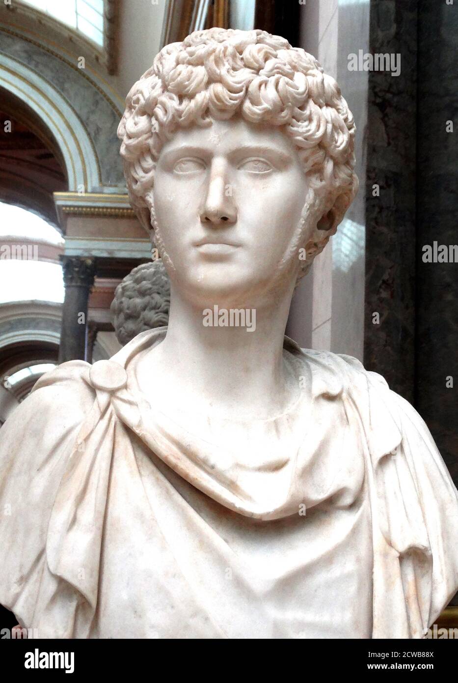 Marble statue of Marcus Aurelius (121-180 AD) a Roman emperor and Stoic ...