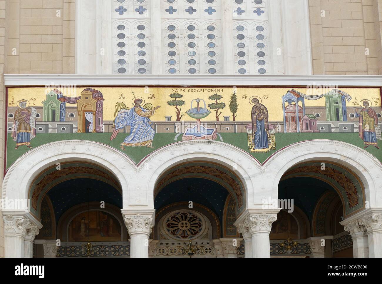 Detail from the exterior of the Metropolitan Cathedral of Athens Stock ...
